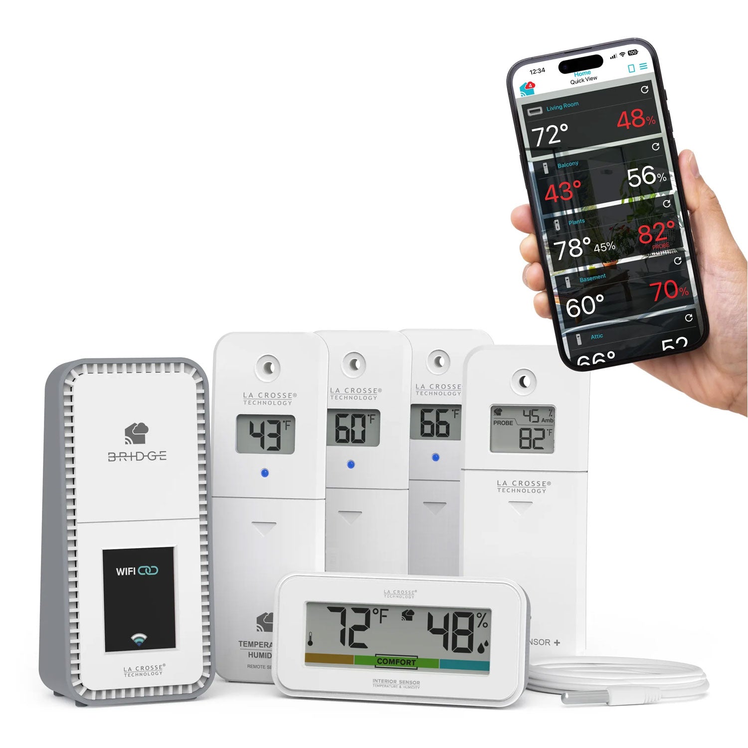 X100 Bridge Wi-Fi Gateway with Temp Tracker Pro Wi-Fi Alert System ...