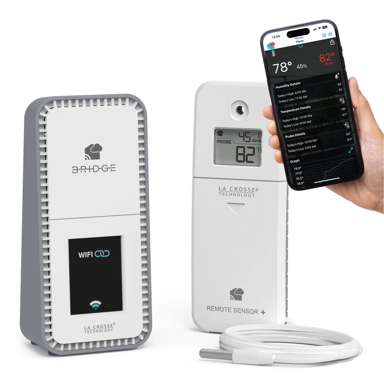 X100 Bridge Wi-Fi Gateway with Temp Tracker Probe Wi-Fi Alert System ...