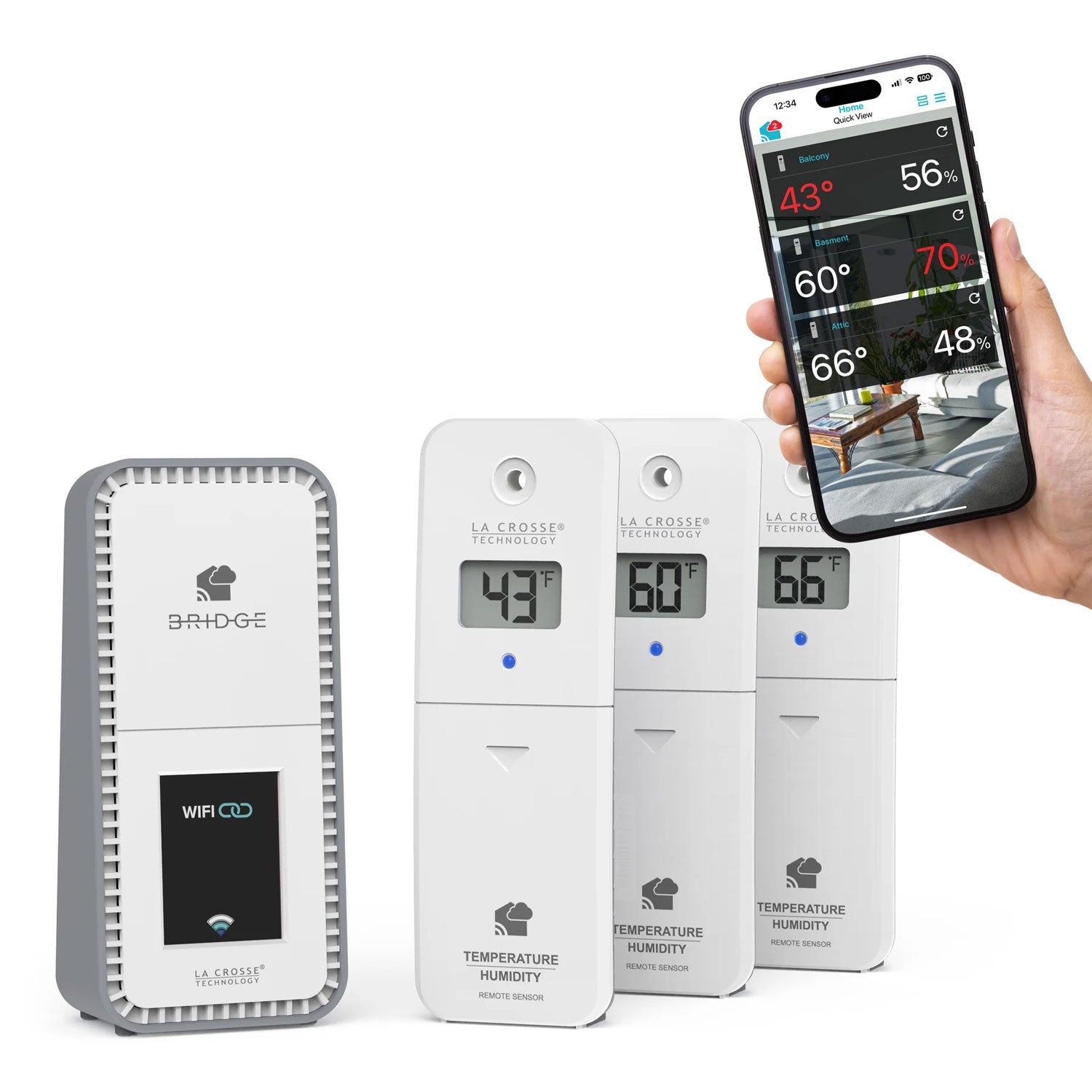 X100 Bridge Wi-Fi Gateway with Temp Tracker Wi-Fi Alert System 3-Pack ...